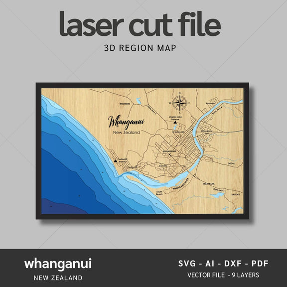 Whanganui, New Zealand Laser Map Files - 9 Layers - Svg/Ai/Dxf/Pdf ...
