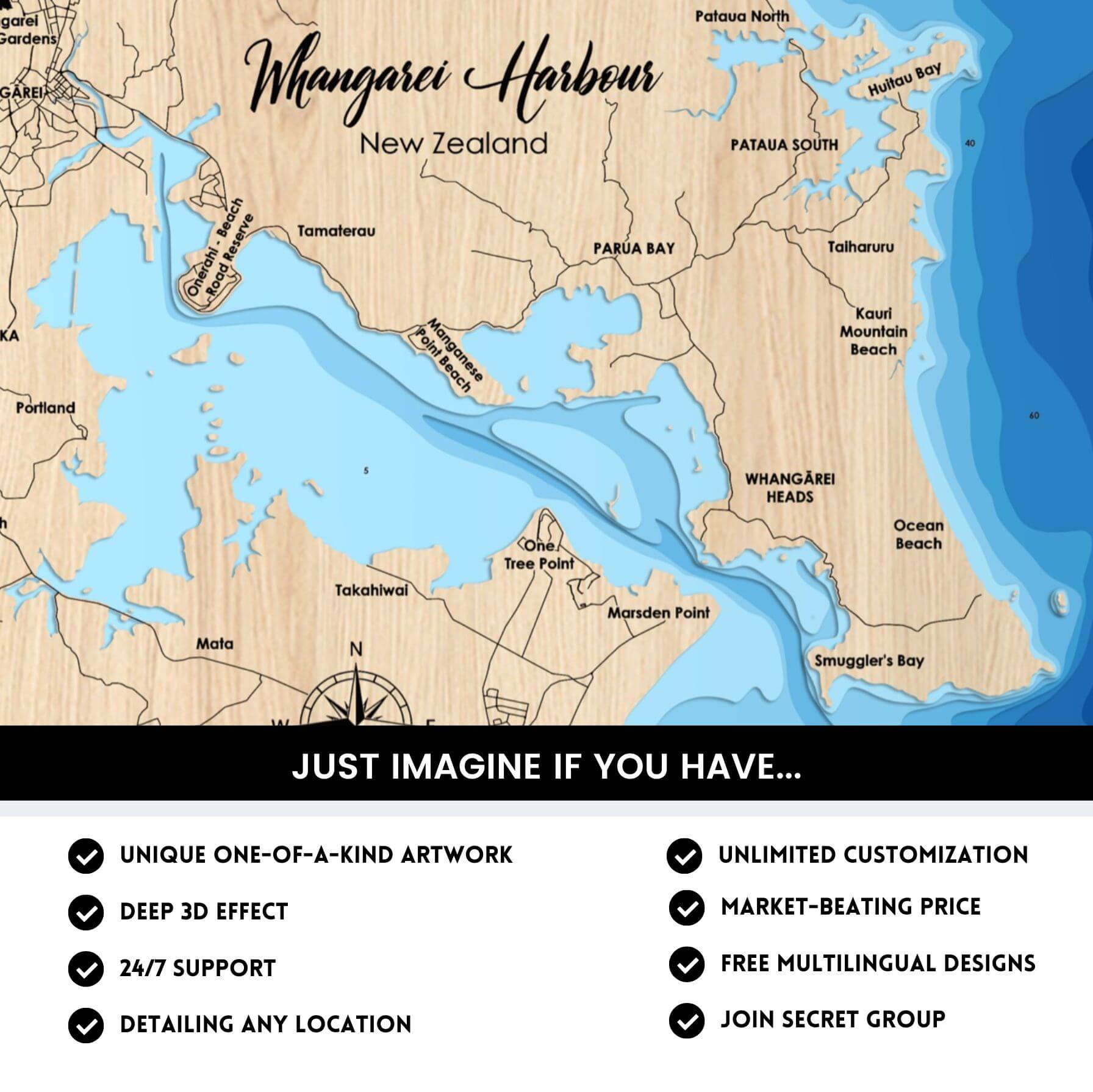 Whangarei Harbour, New Zealand 3D Laser Map Files - Svg/Ai/Dxf/Pdf ...
