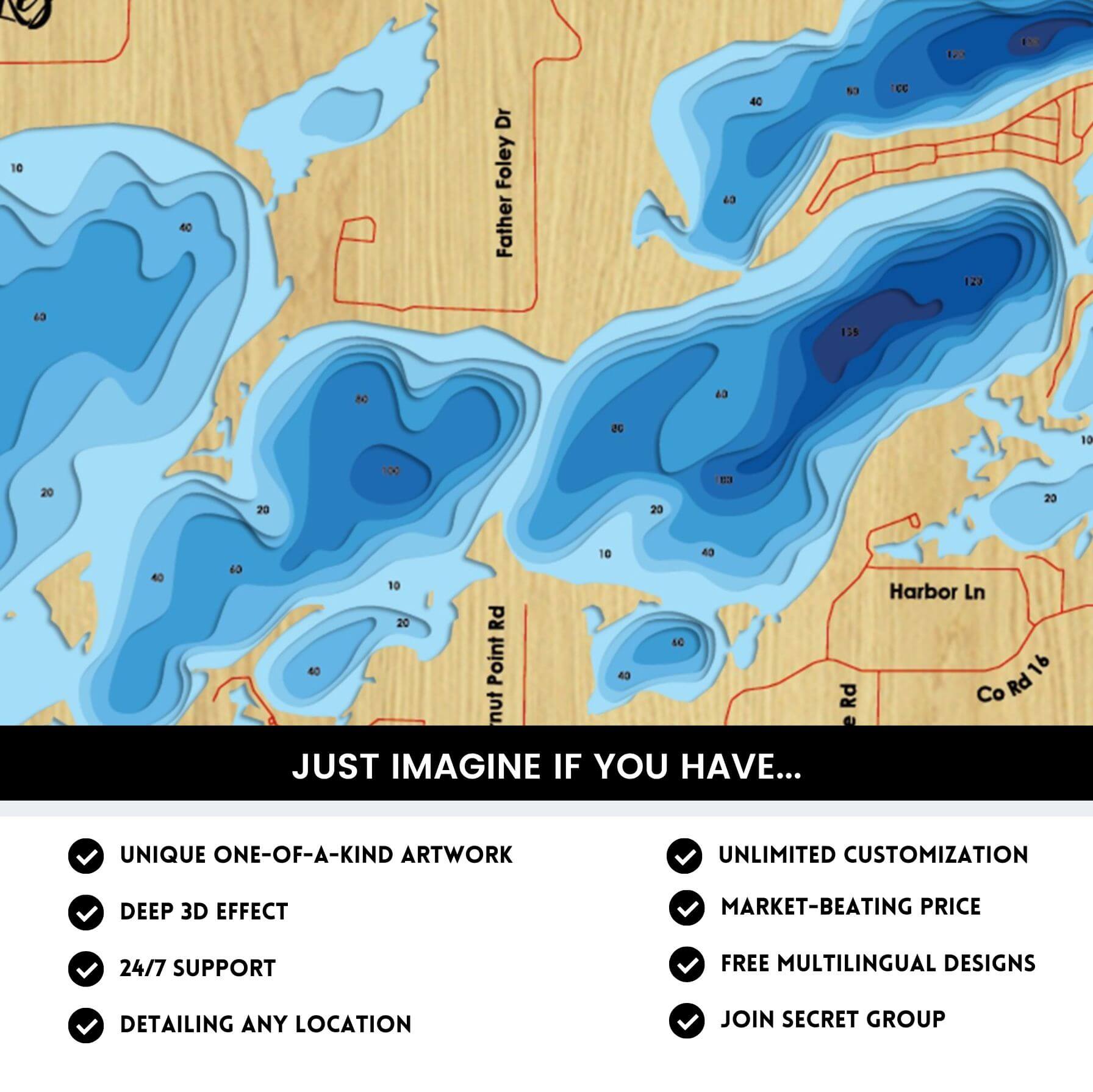 Whitefish Chain of Lakes Laser Map Files - 9 Layers - Svg/Ai/Dxf/Pdf ...