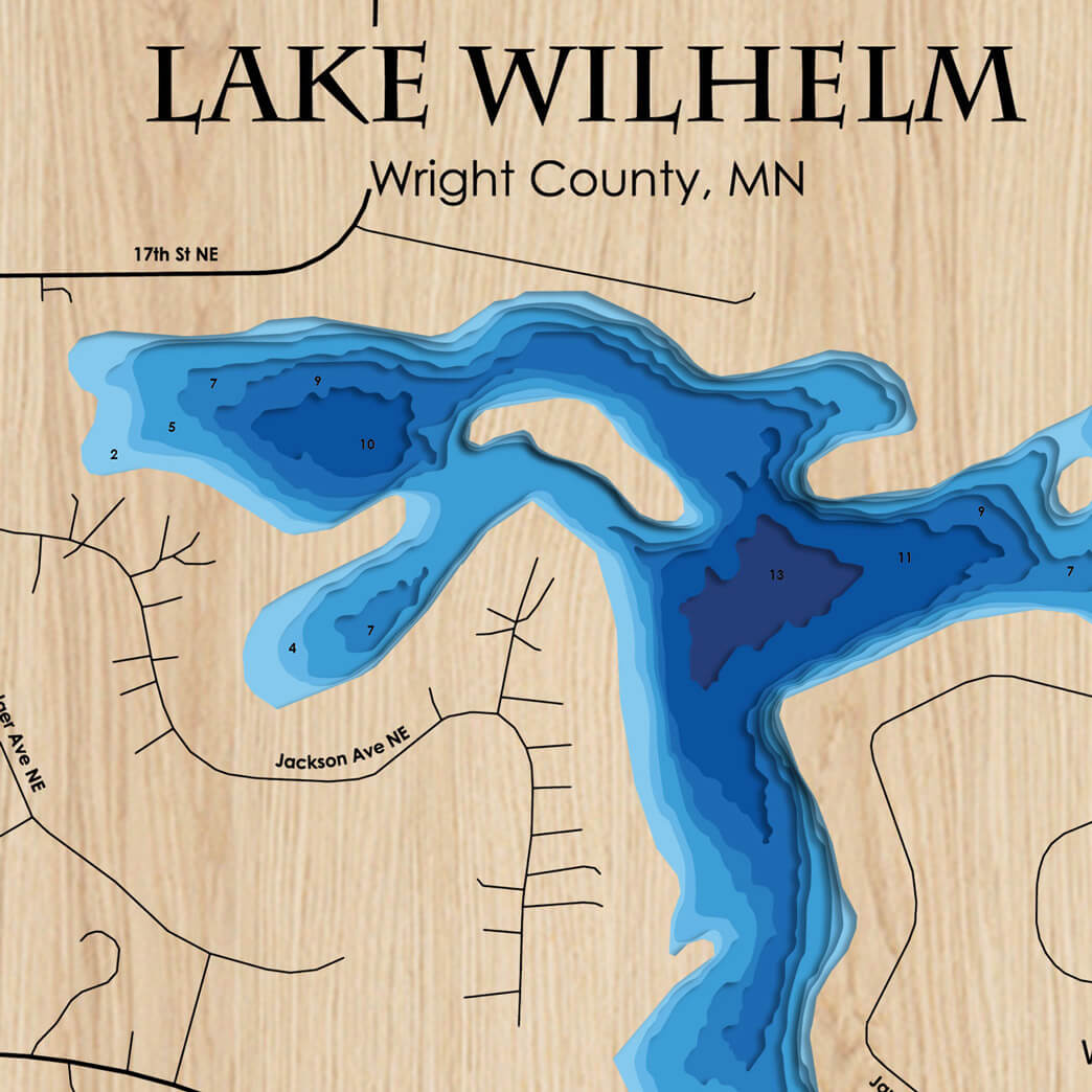Wilhelm Lake, Minnesota 3D Wooden Map - Blue – 8 Layers – Moc Tho LLC