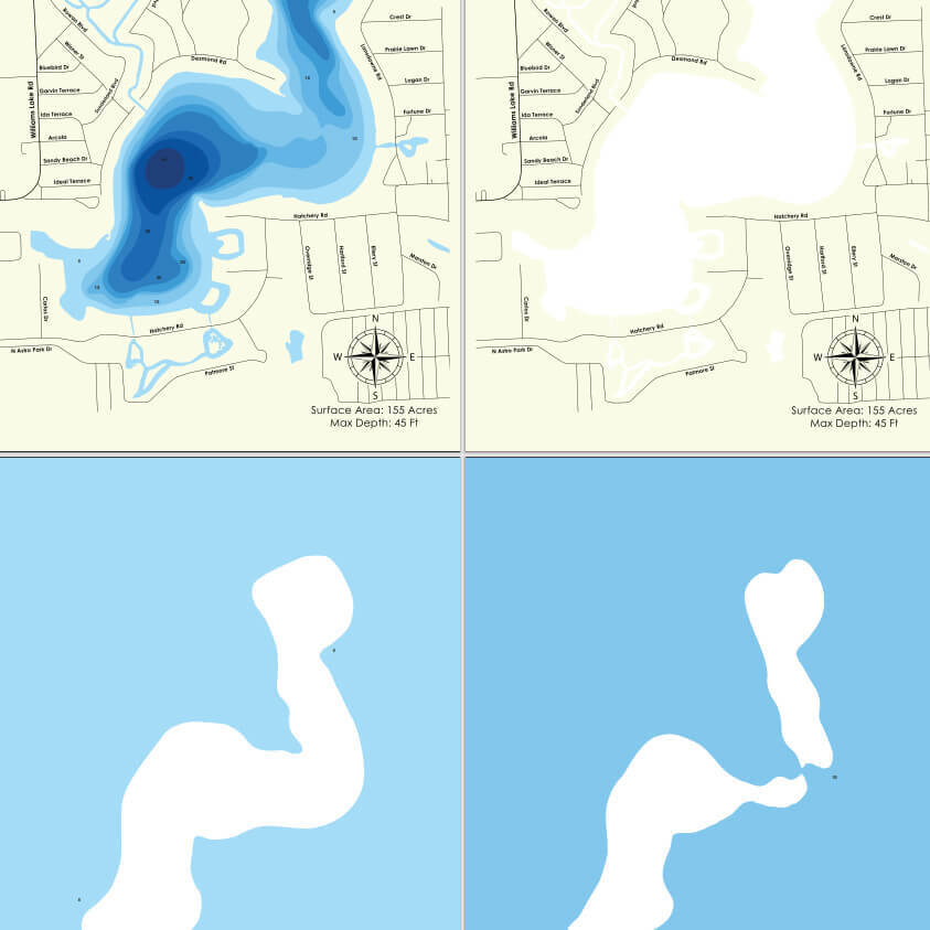 Williams Lake, Michigan Laser Map Files - 9 Layers - Svg/Ai/Dxf/Pdf ...