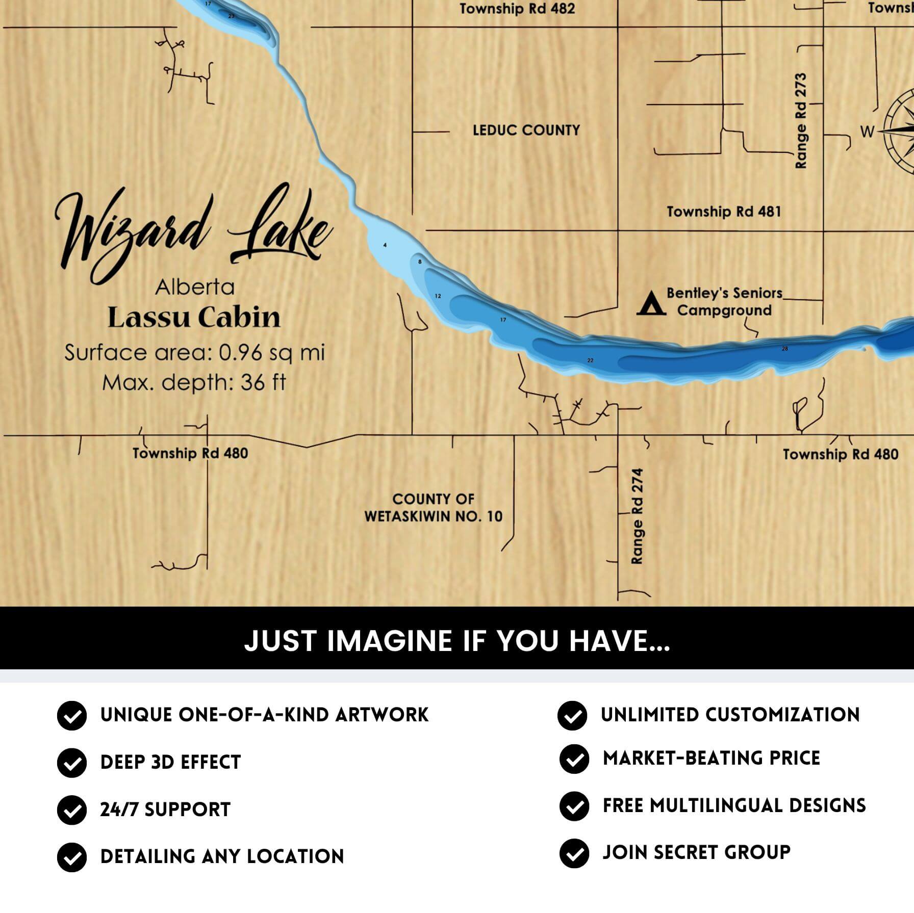 Wizard Lake, Alberta Laser Map Files - 9 Layers - Svg/Ai/Dxf/Pdf – Moc ...