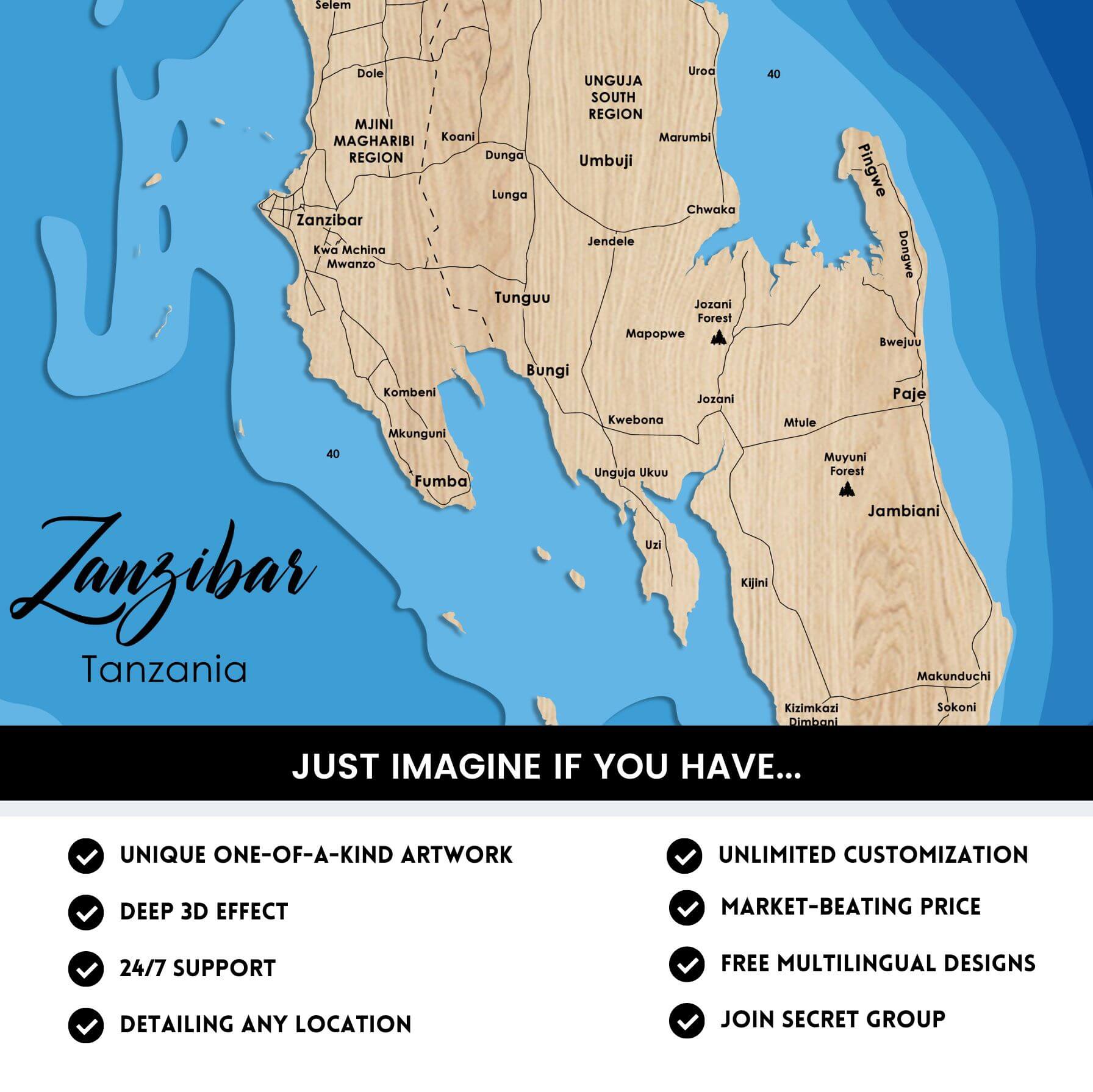 Zanzibar, Tanzania Laser Map Files - 7 Layers - Svg/Ai/Dxf/Pdf – Moc ...
