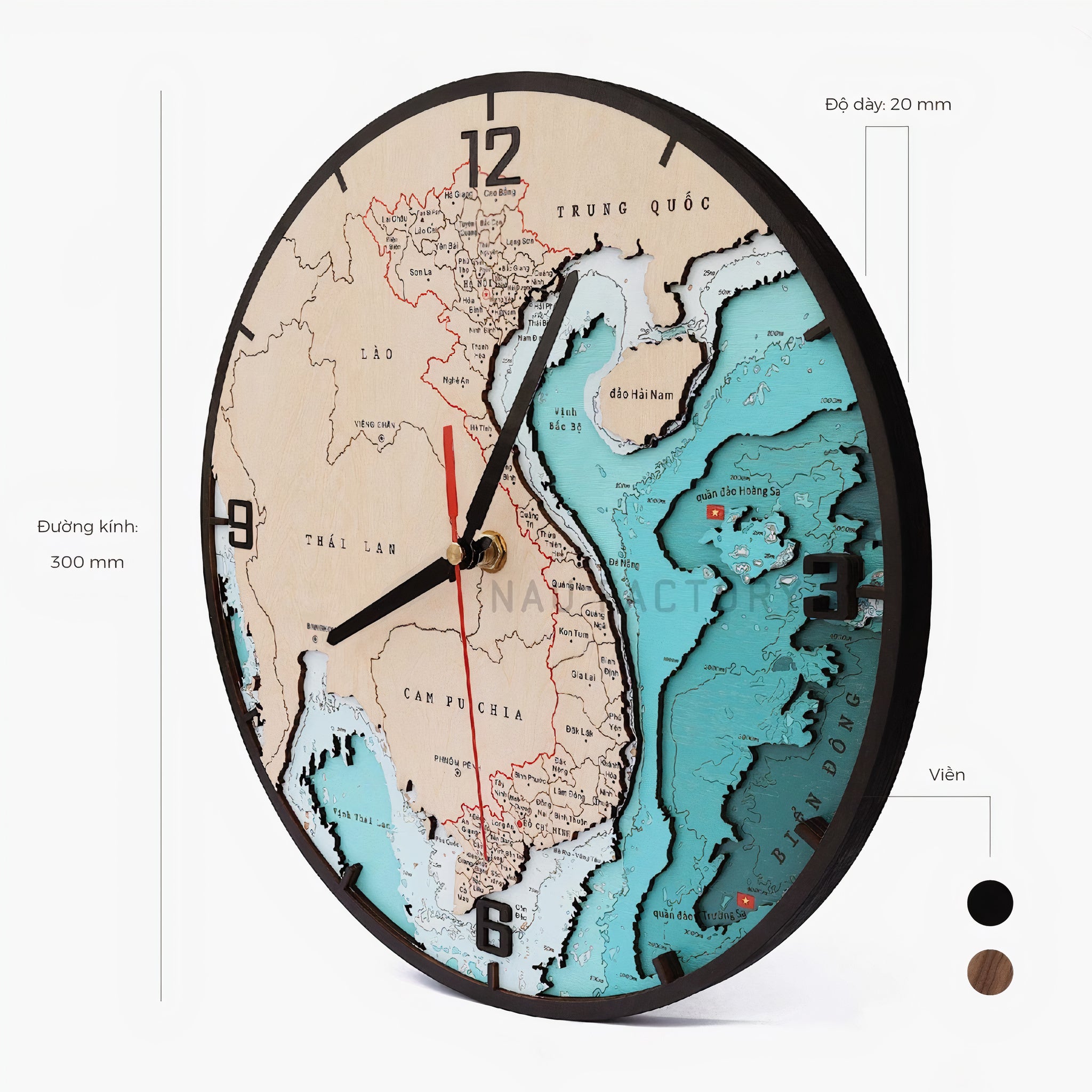 Vietnam 3D Wooden Country Map Clocks Multiply Layers – Moc Tho LLC