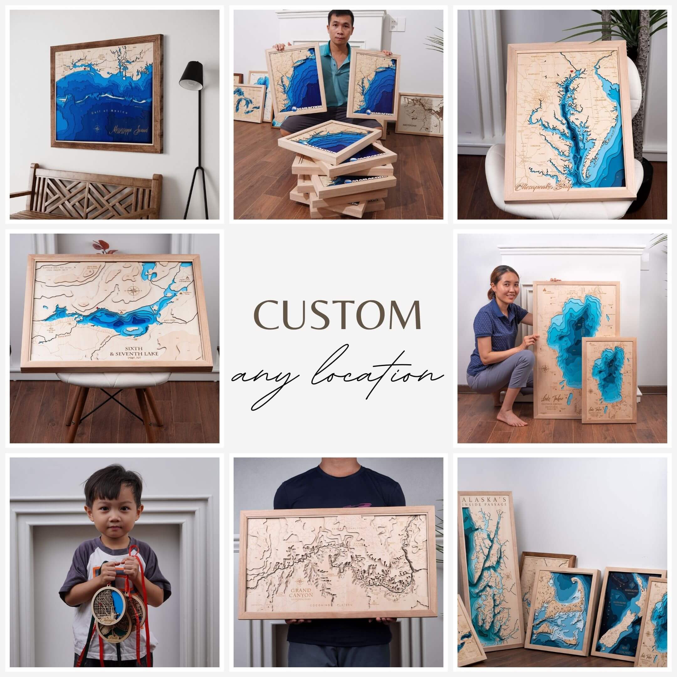 Custom 3D Wood Map - Depth Map Wall Art - Lake House Decor – Moc Tho LLC